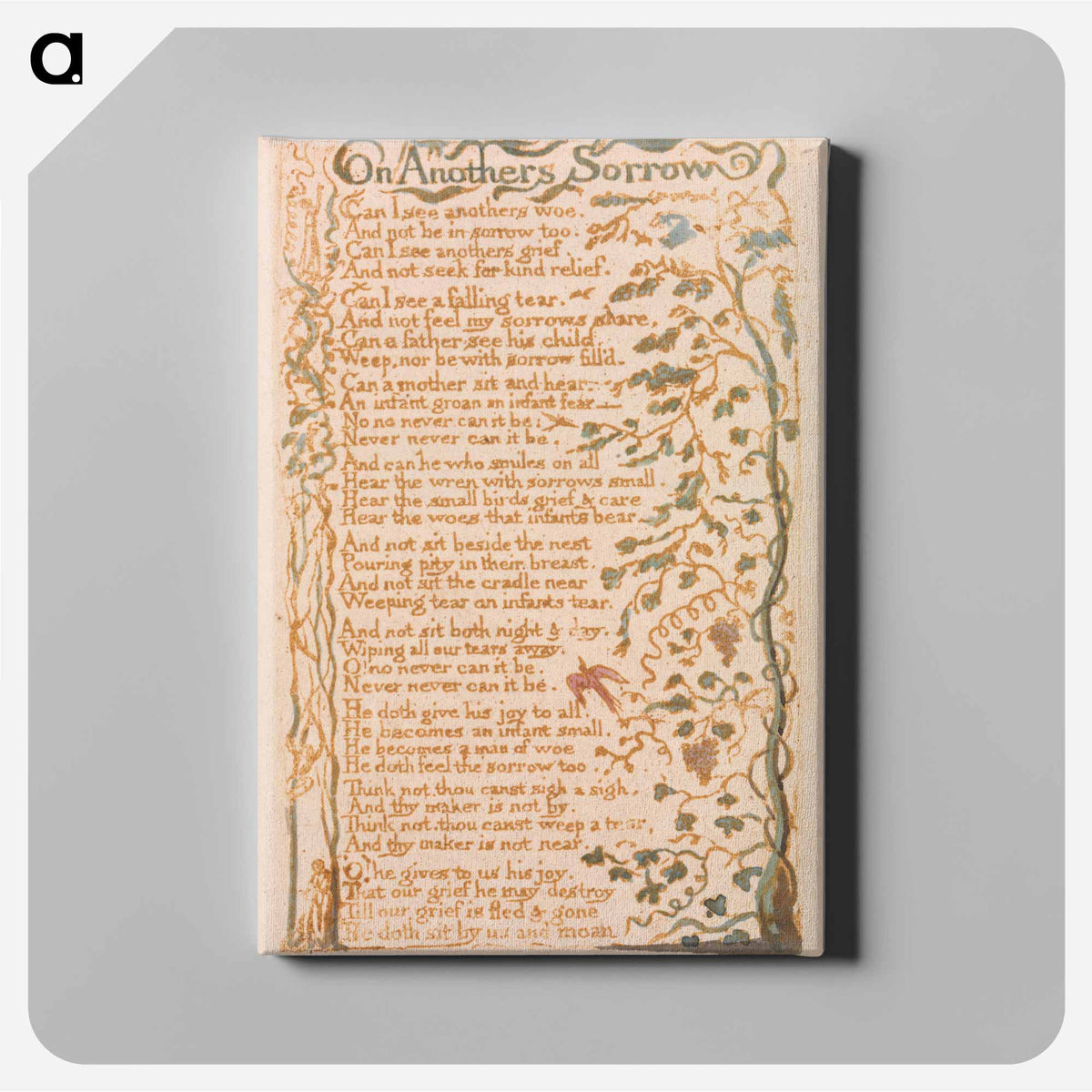 William Blake(ウィリアム ブレイク)のOn Anothers Sorrow - ウィリアム ブレイク Canvas ...