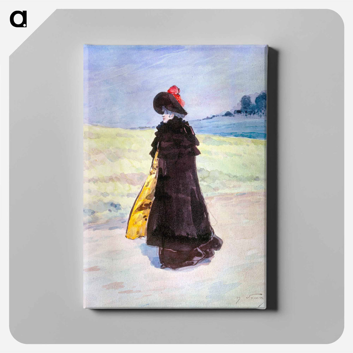 Henry Somm(アンリ ソム)のElegant in a black cape in a landscape - アンリ ソム ...