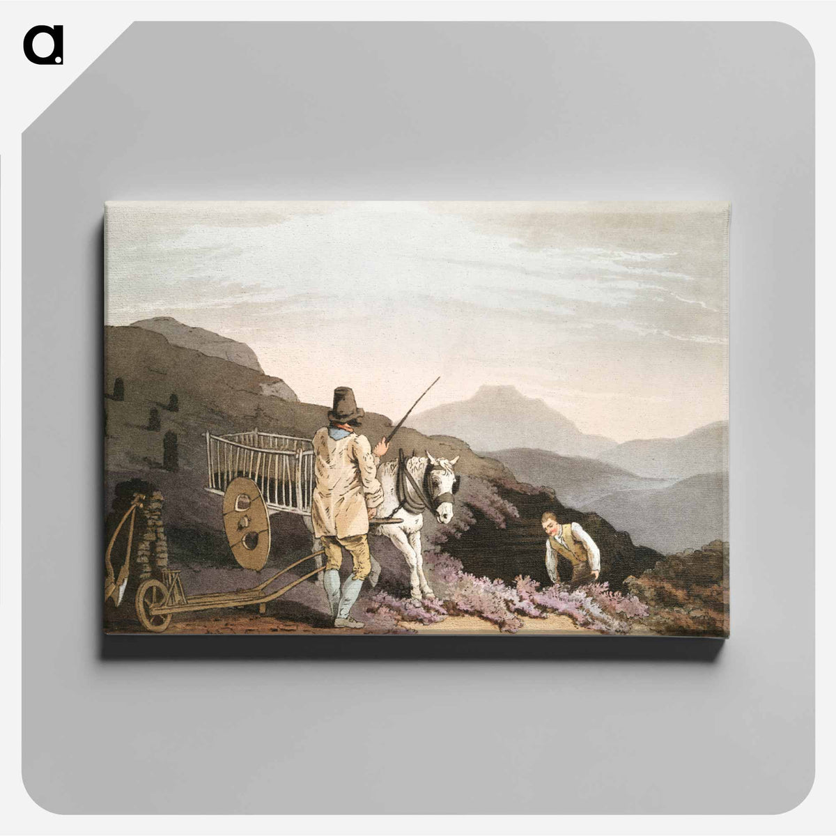 Illustration of peat cart from The Costume of Yorkshire - 19世紀のヨークシャー ...