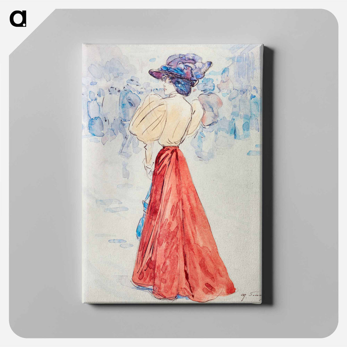 Henry Somm(アンリ ソム)のElegant with a red skirt - アンリ ソム Canvas. - artgraph ...