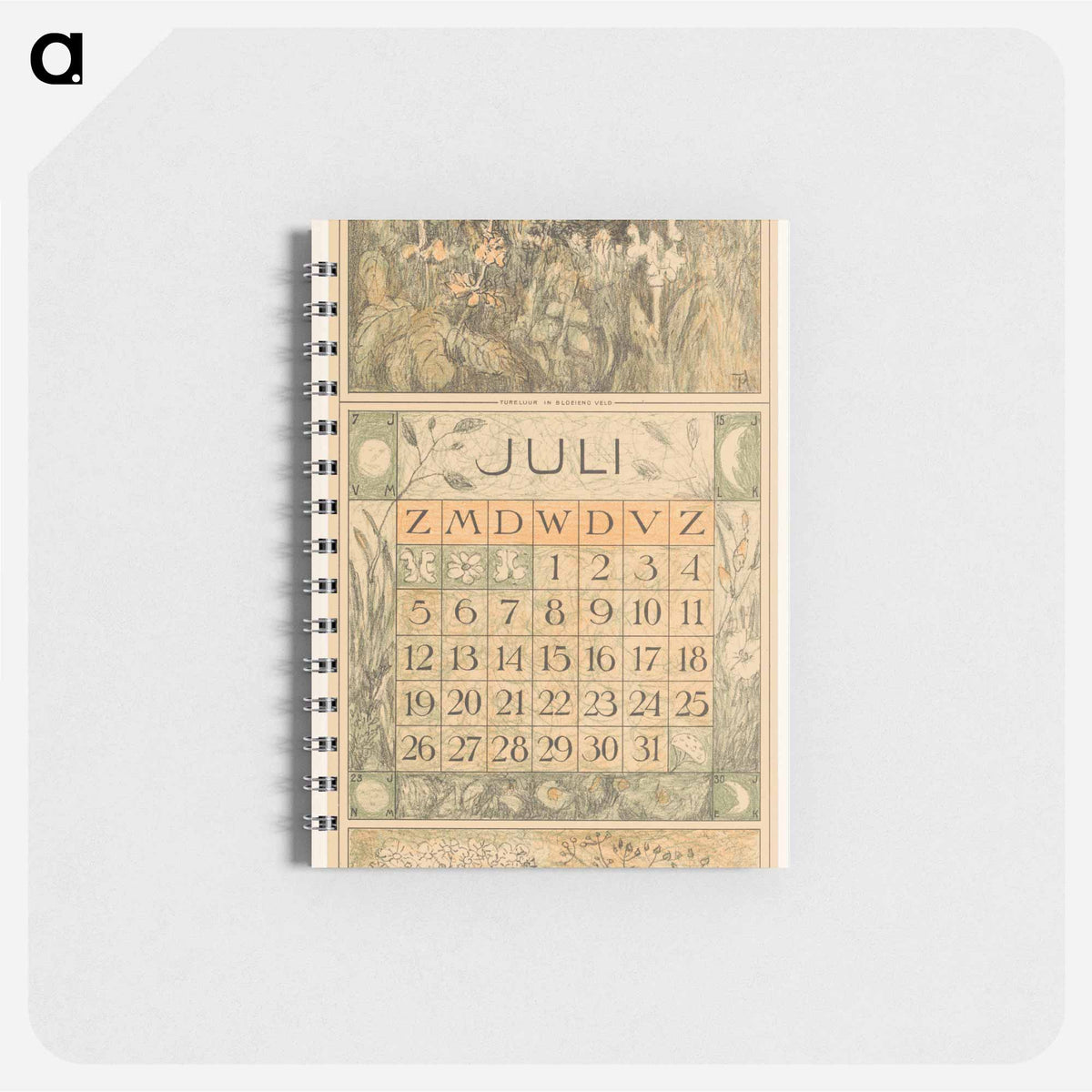 Theo van Hoytema(テオ ヴァン ホイテマ)のKalenderblad juli met tureluur - テオ ヴァン ...